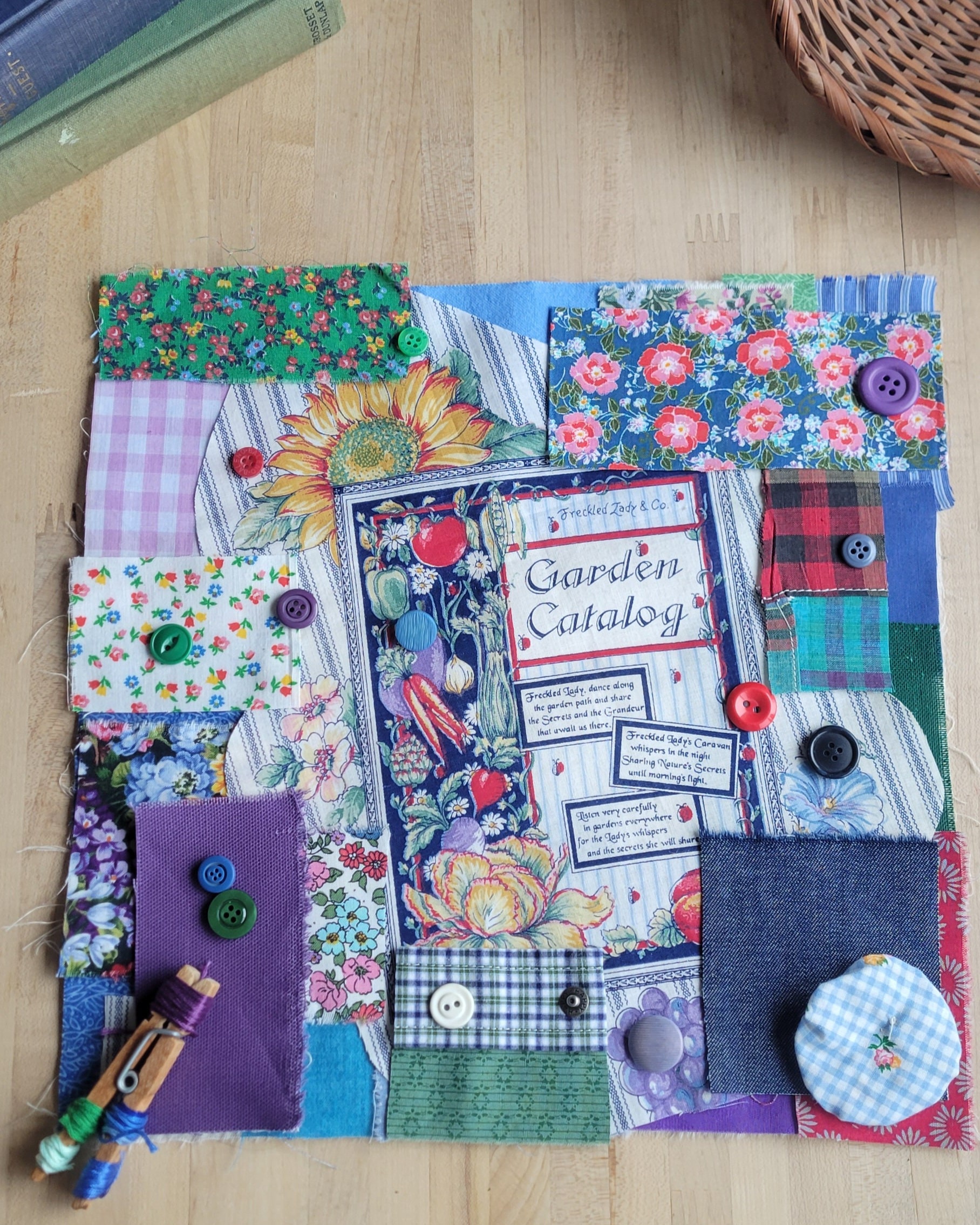 Slow Stitch Kit garden Mindful Sewing, Fabric Bundle, Slow Stitch ...