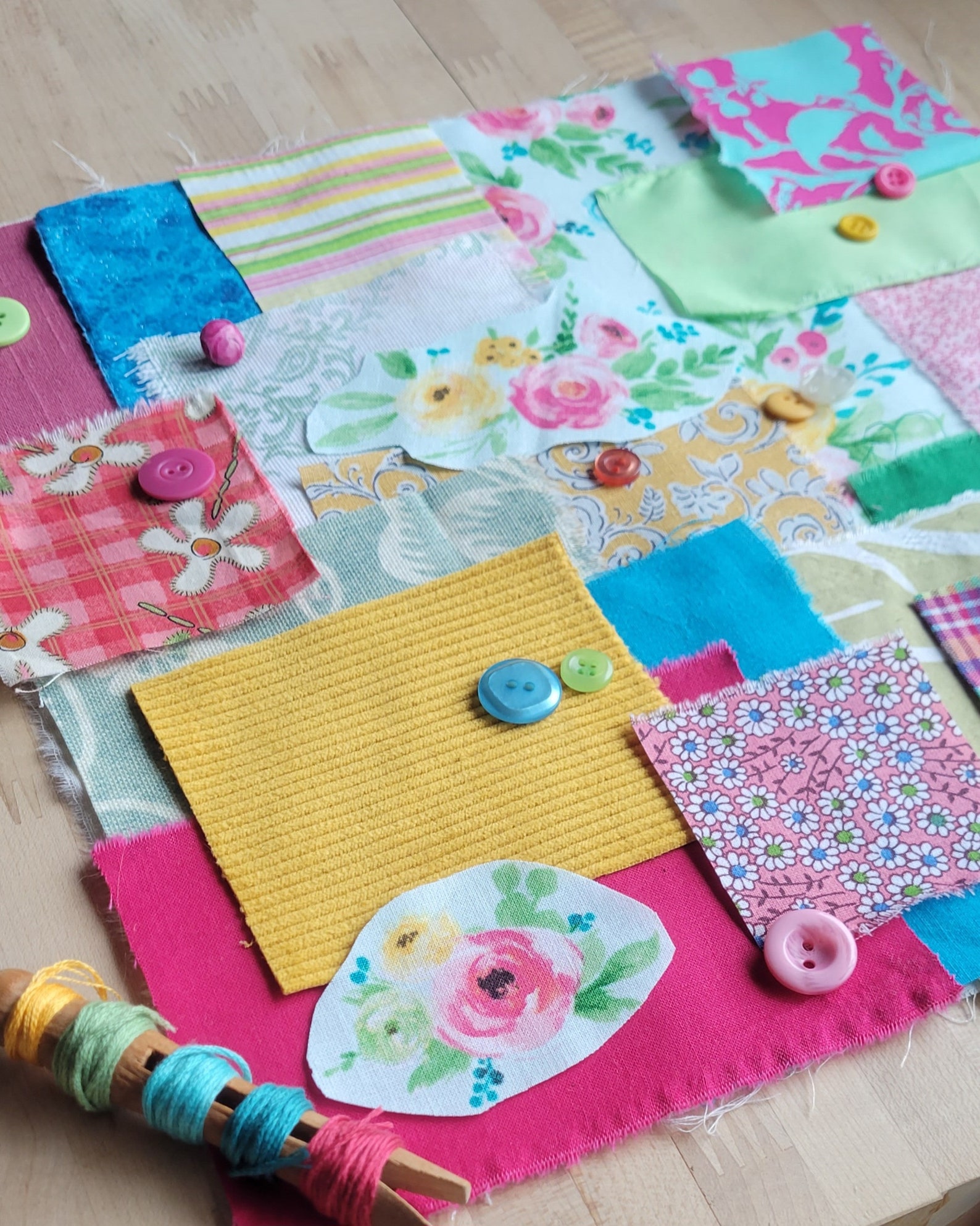 Slow Stitch Kit - {spring} - Mindful Sewing, Fabric Bundle, Slow Stitch ...