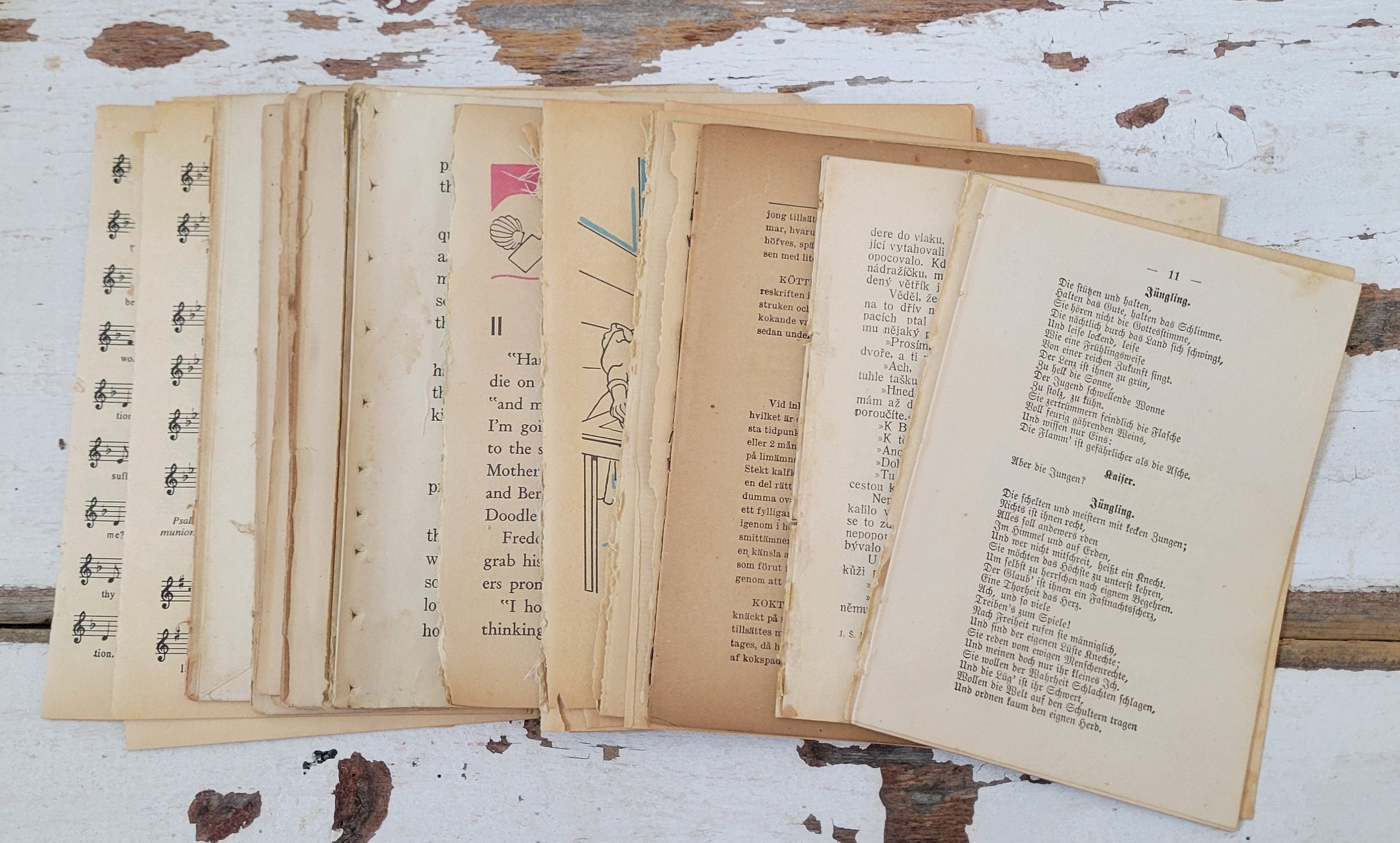 Vintage Book Pages, Antique Book Page Bundle, 100 Vintage Book Pages ...