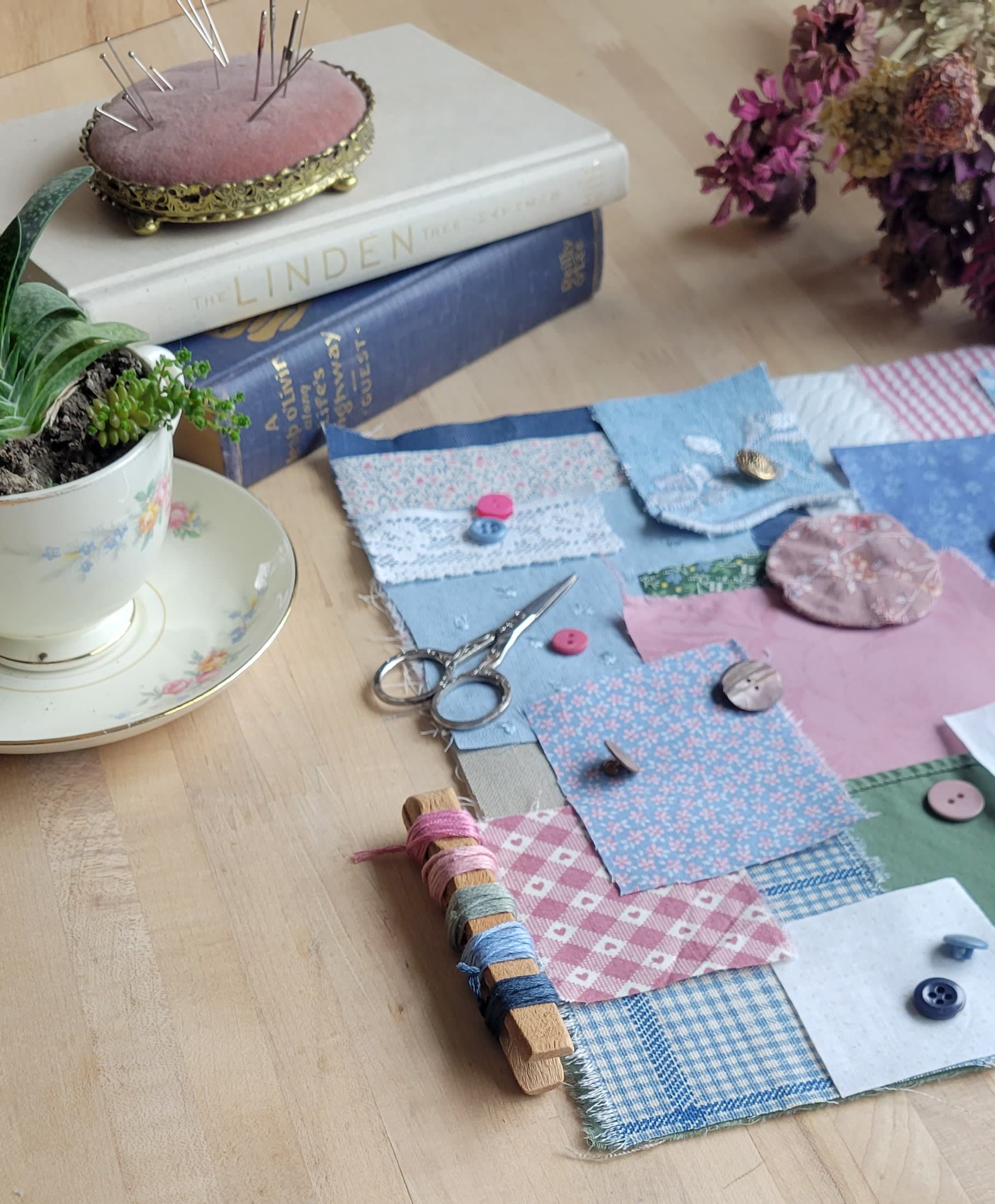 Slow Stitch Kit tea Party Mindful Sewing, Fabric Bundle, Slow Stitch ...