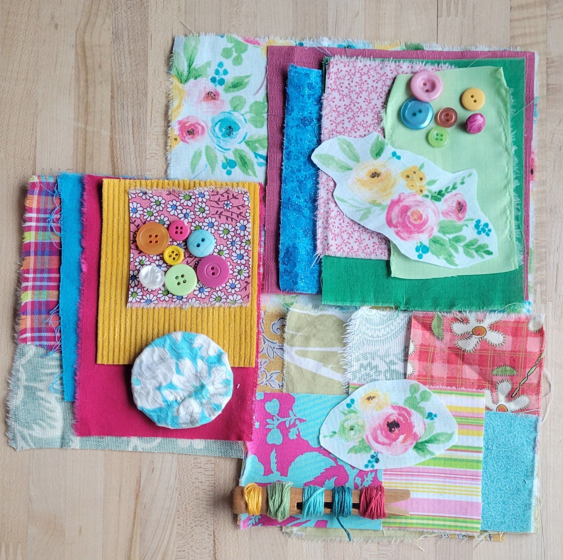 Slow Stitch Kit - {spring} - Mindful Sewing, Fabric Bundle, Slow Stitch ...