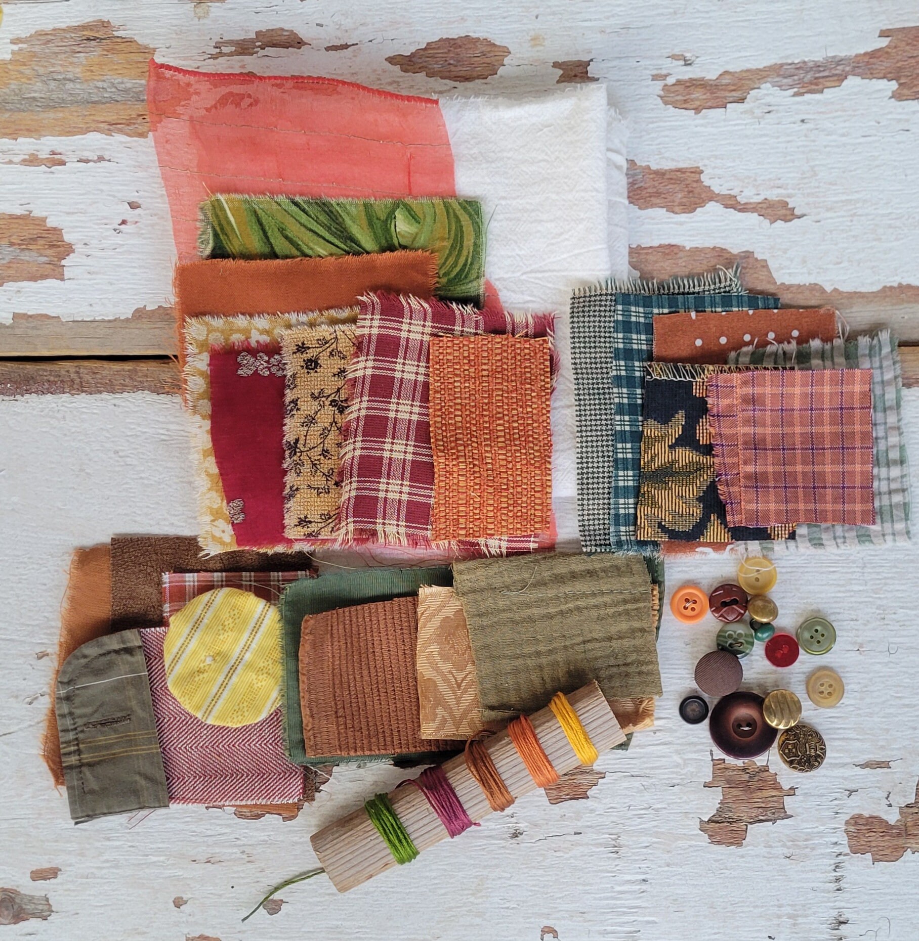 Slow Stitch Kit autumn Mindful Sewing, Fabric Bundle, Junk Journal ...