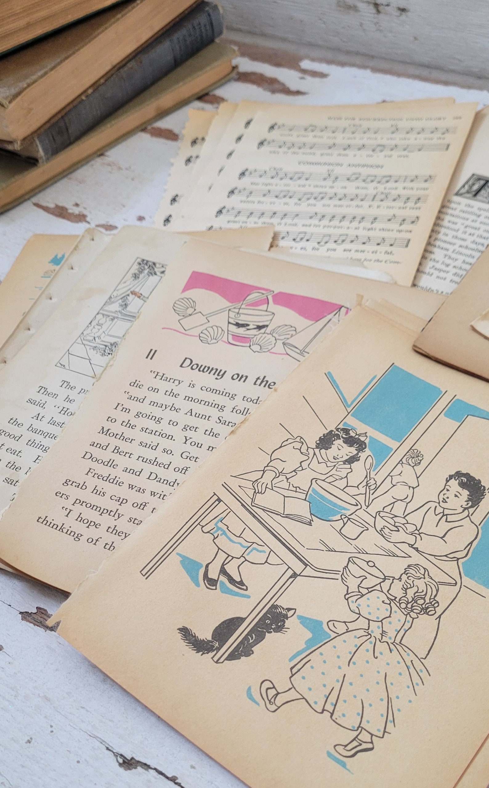 Vintage Book Pages, Antique Book Page Bundle, 100 Vintage Book Pages ...