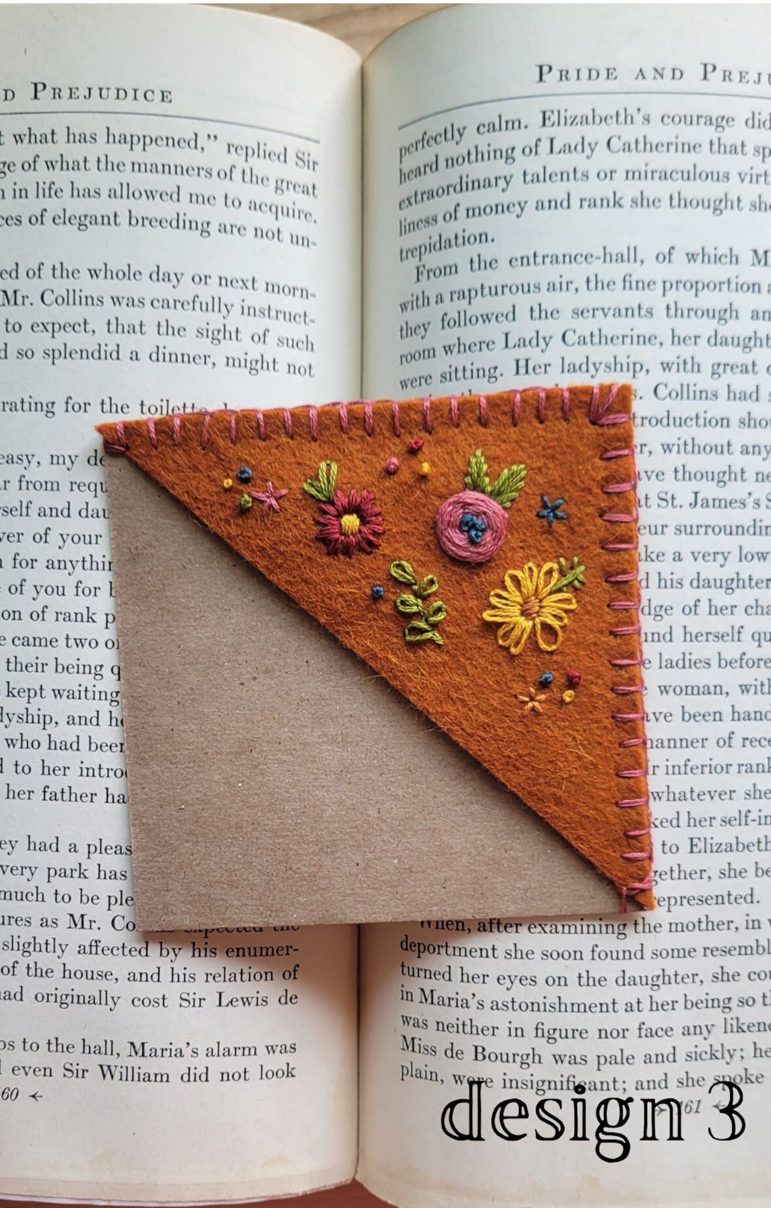 Corner Bookmark, Embroidered Corner Bookmark, Felt Bookmark, Gifts for ...