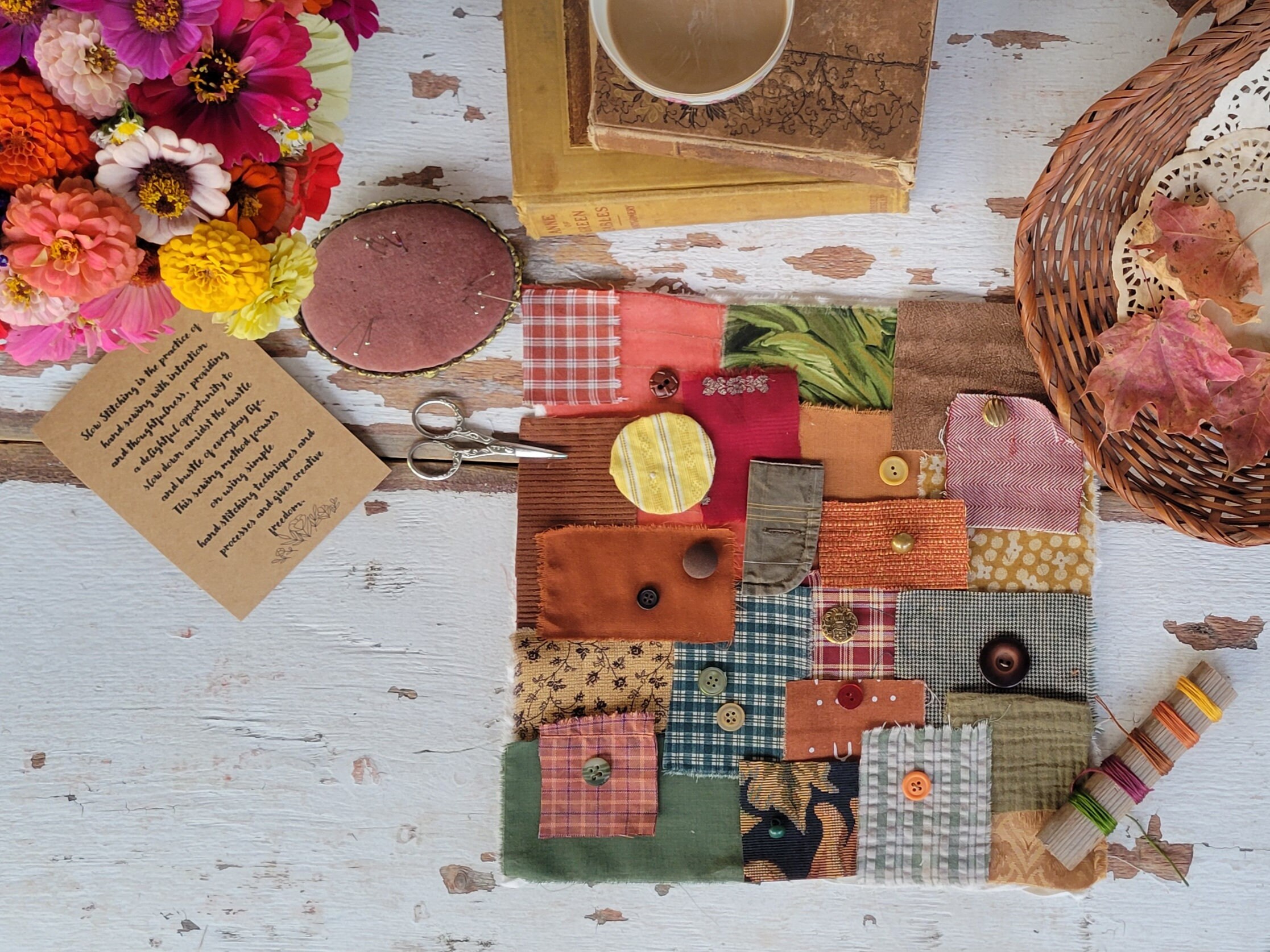 Slow Stitch Kit - {autumn} - Mindful Sewing, Fabric Bundle, Junk ...