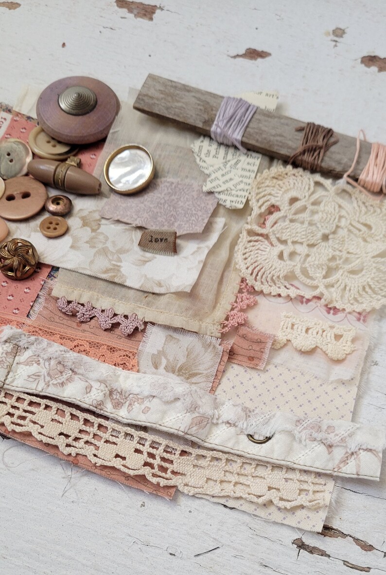 Slow Stitch Kit - {love} - Mindful Sewing, Haberdashery, Fabric Scrap ...