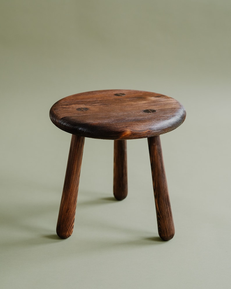 Milking Stool, Small Wooden Stool in a Rustic Style, Reddish Brown ...