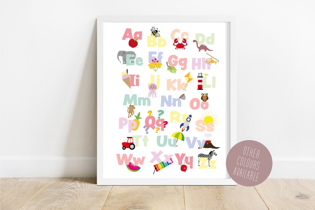 Alphabet Print, Kids Wall Art, Educational Print, ABC Nursery Print ...