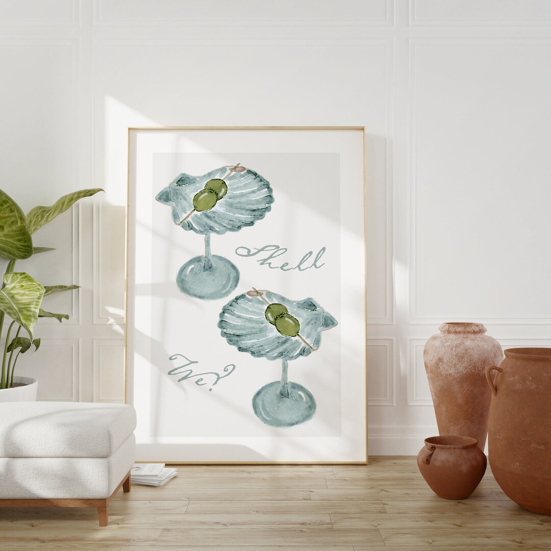 Martini Shell Cocktail Art Print, Bar Cart Print, Cocktail Prints ...