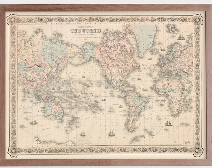 Old World Map, 1876 a Tour of the World From Le Monde 19th Century ...