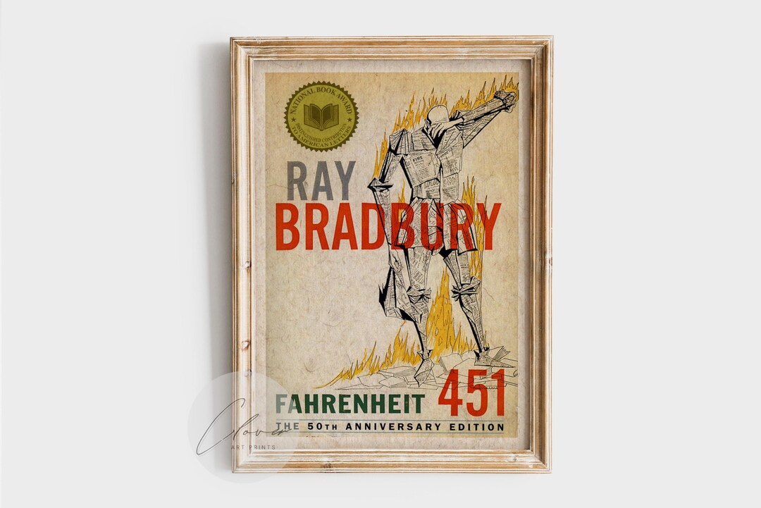 Fahrenheit 451 Ray Bradbury Book Poster - Retro Sci-fi Banned Book ...