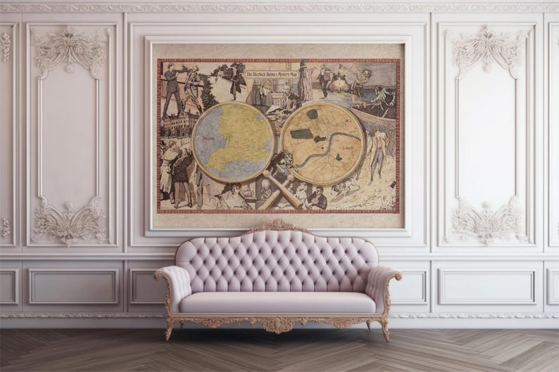 The Sherlock Holmes Mystery Map Digital Printable | Antique Wall Decor ...