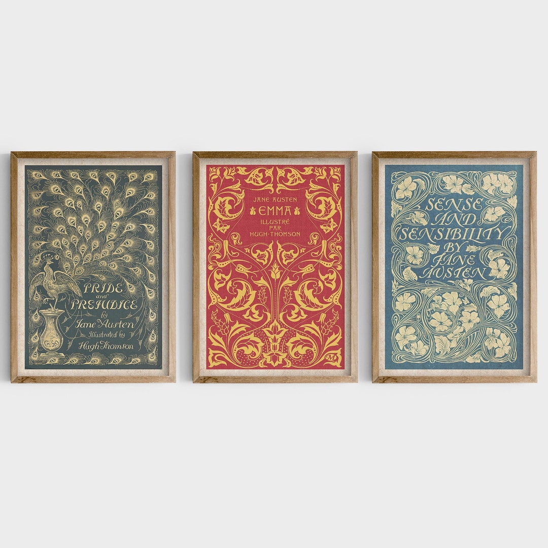 Jane Austen Book Cover Art Print Bundle | Bookish Gift for Book Lovers ...