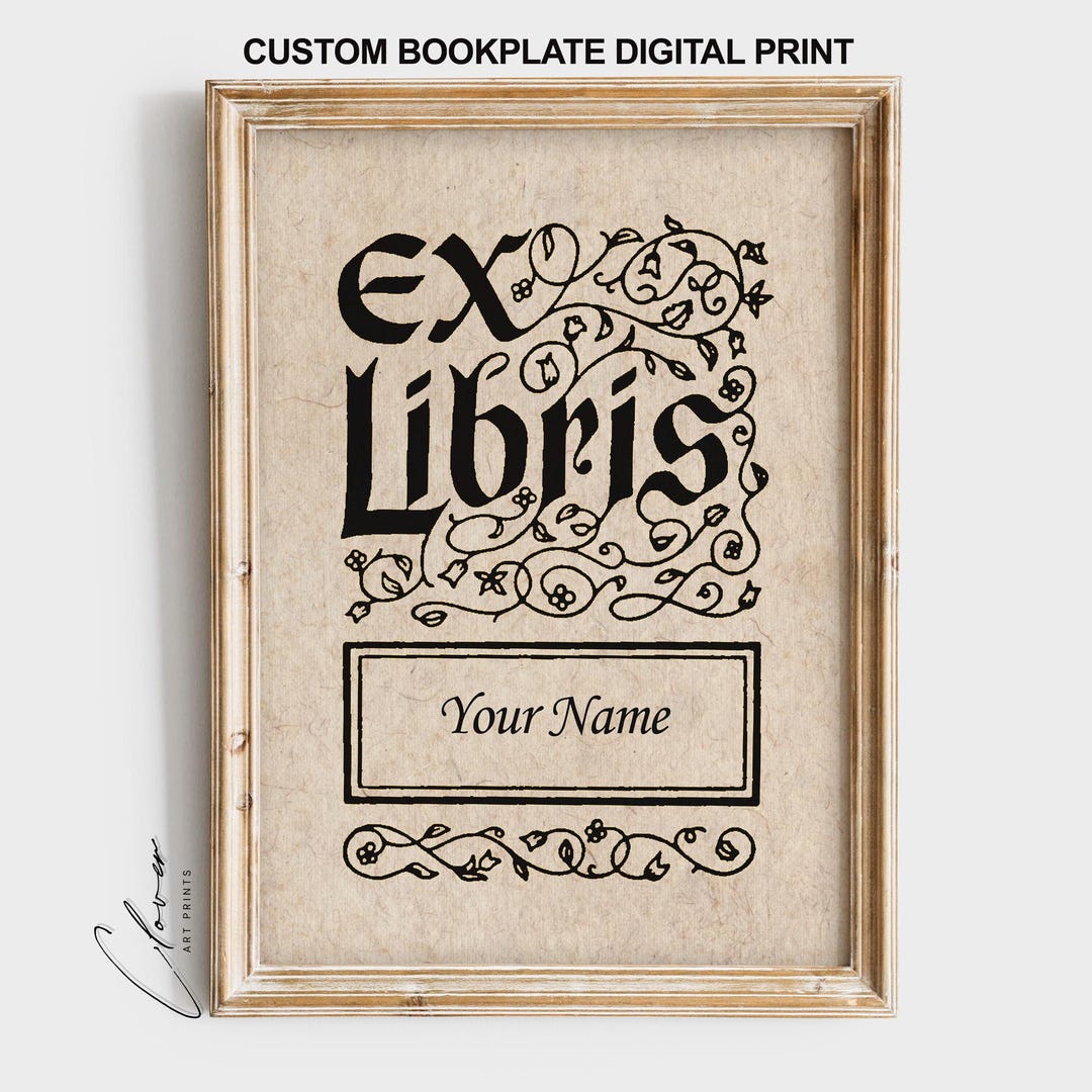 Custom Ex Libris Printable | Antique Digital Bookplate Print for ...