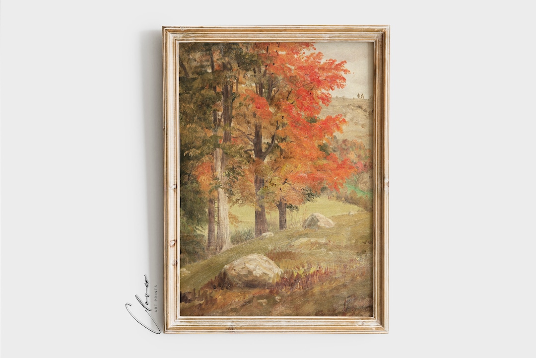 Vintage Fall Art Print | Forest Painting | Autumn Vibes Digital ...