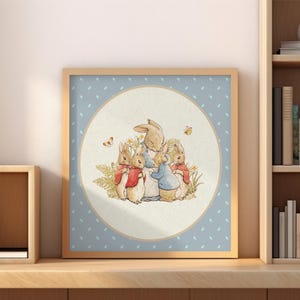 Cute Peter Rabbit Family Hug Illustration Digital Print | Vintage ...