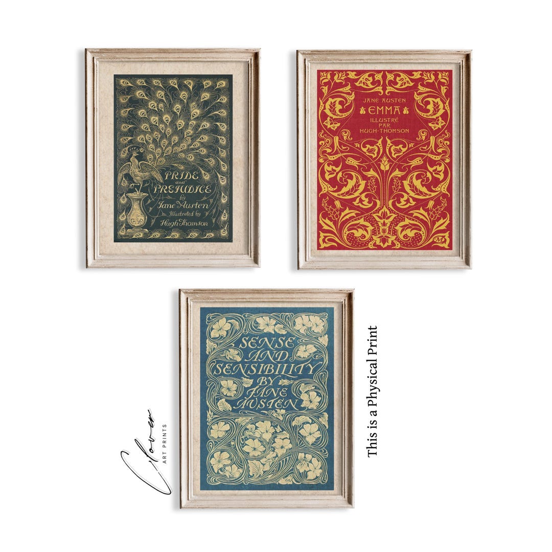 Jane Austen Wall Art Set of 3 PHYSICAL Posters | Pride and Prejudice ...