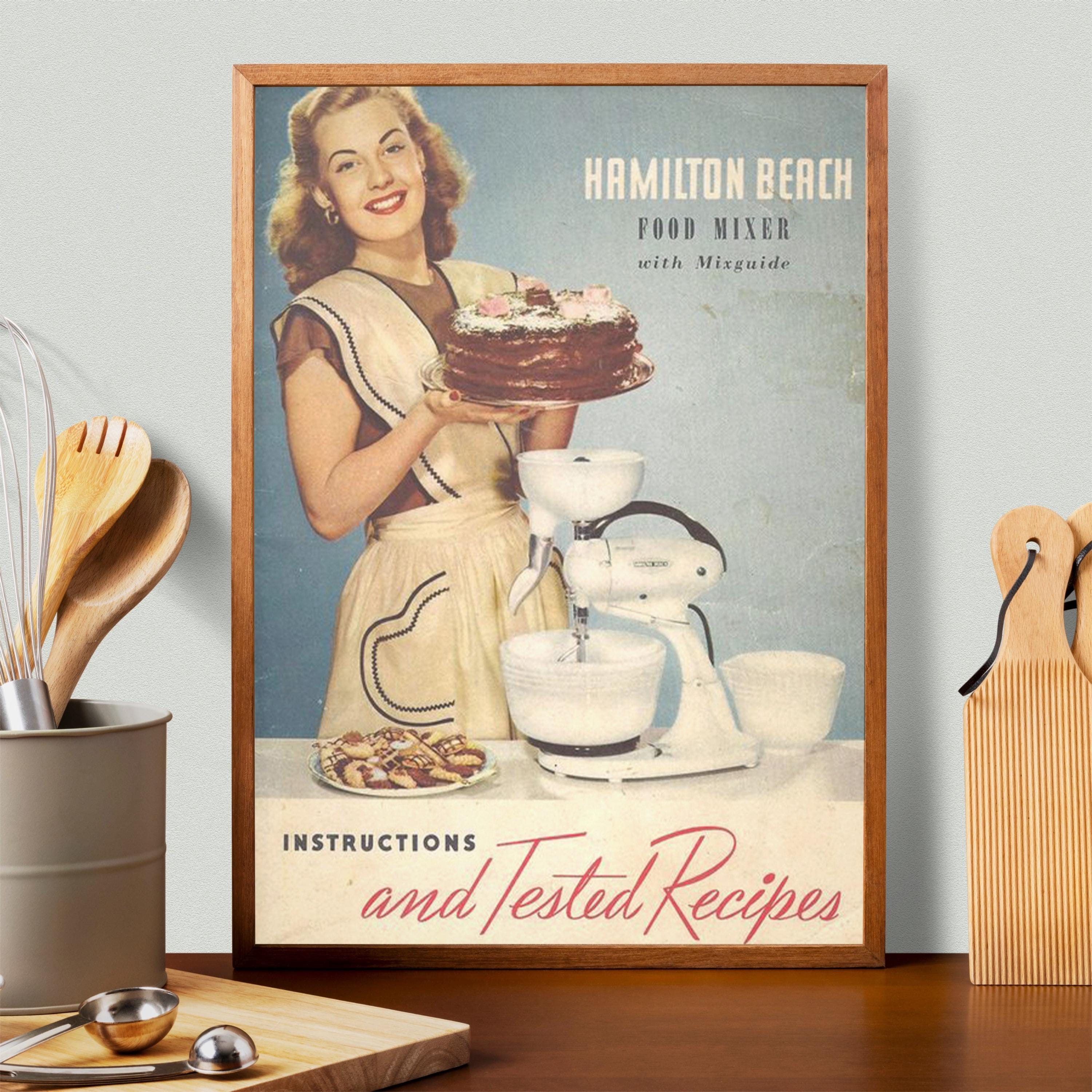 Vintage Baking Recipe Book Cover Art Print | Retro Kitchen Wall Decor ...