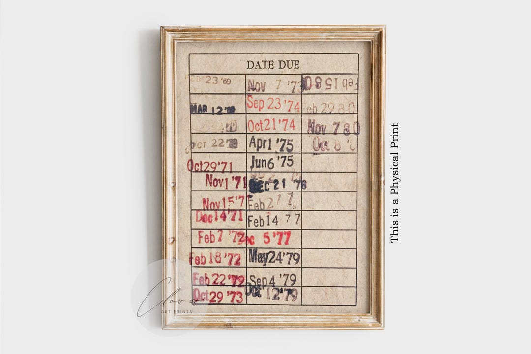 Nostalgic Library Card Wall Art PHYSICAL Poster, Library Decor, Reading ...