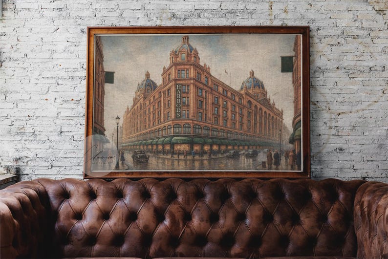 Vintage Harrods London PYSICAL Poster | Classic British Architecture ...