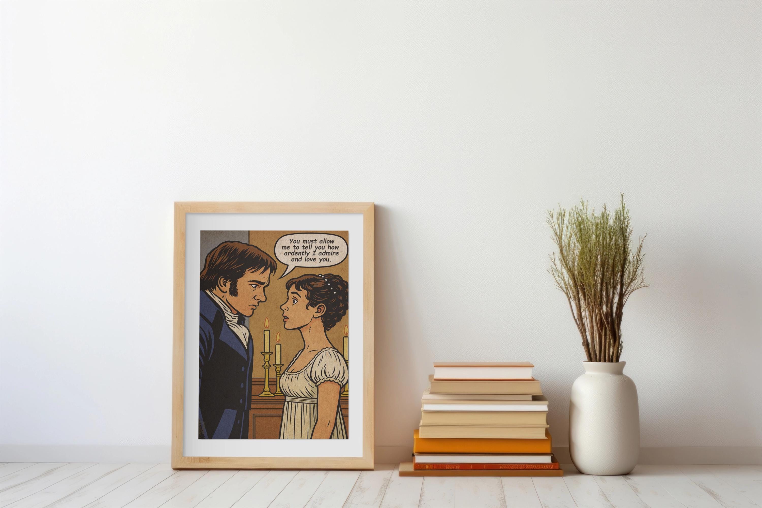 Mr. Darcy Love Confession Retro Comic Print – Pride and Prejudice Wall ...