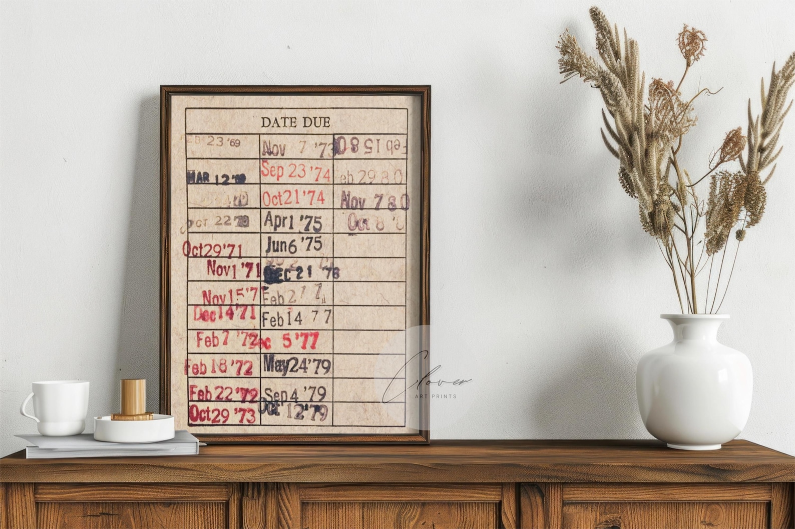 Retro Library Card Print | Antique Book Due Date Card Digital Print ...