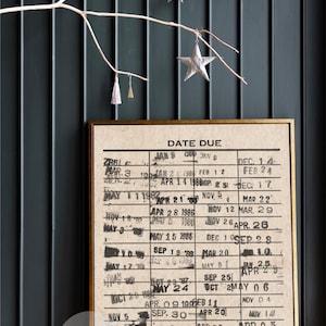 Vintage Library Due Date Wall Art PHYSICAL Poster, Library Decor ...