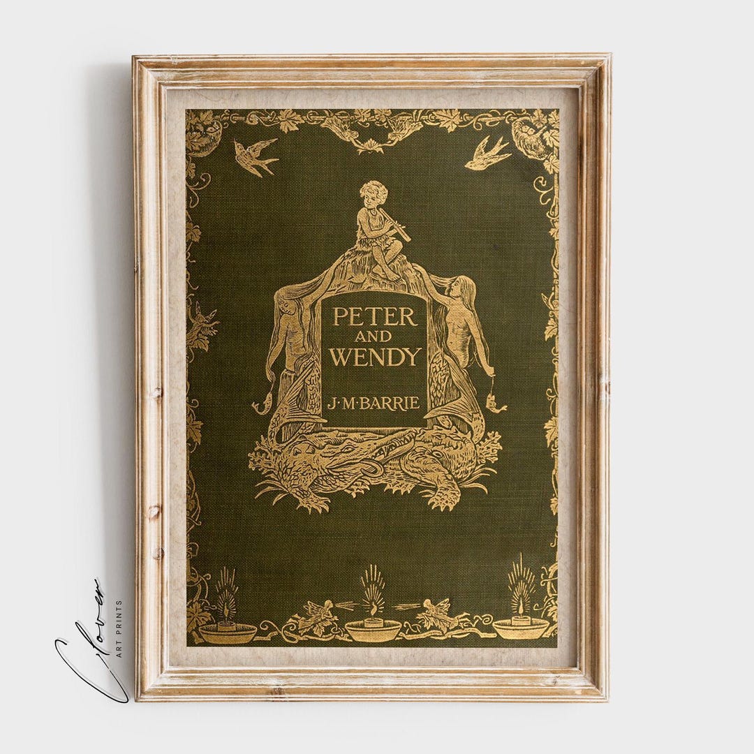 Peter and Wendy Book Cover Art Print | Vintage Book Print for Nursery ...