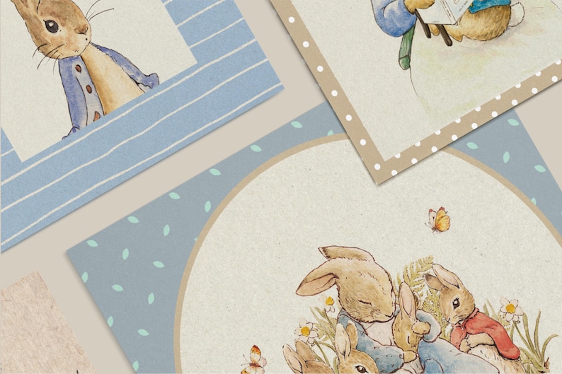 Cute Peter Rabbit Family Hug Illustration Digital Print | Vintage ...