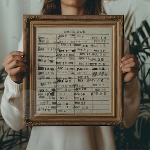 Vintage Library Card Print | Retro Book Due Date Card Digital Print ...