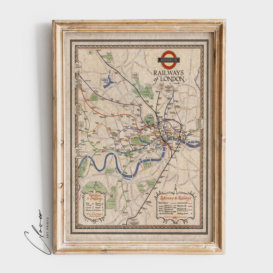 Retro Underground Railways of London Map | Aesthetic City Map Wall ...