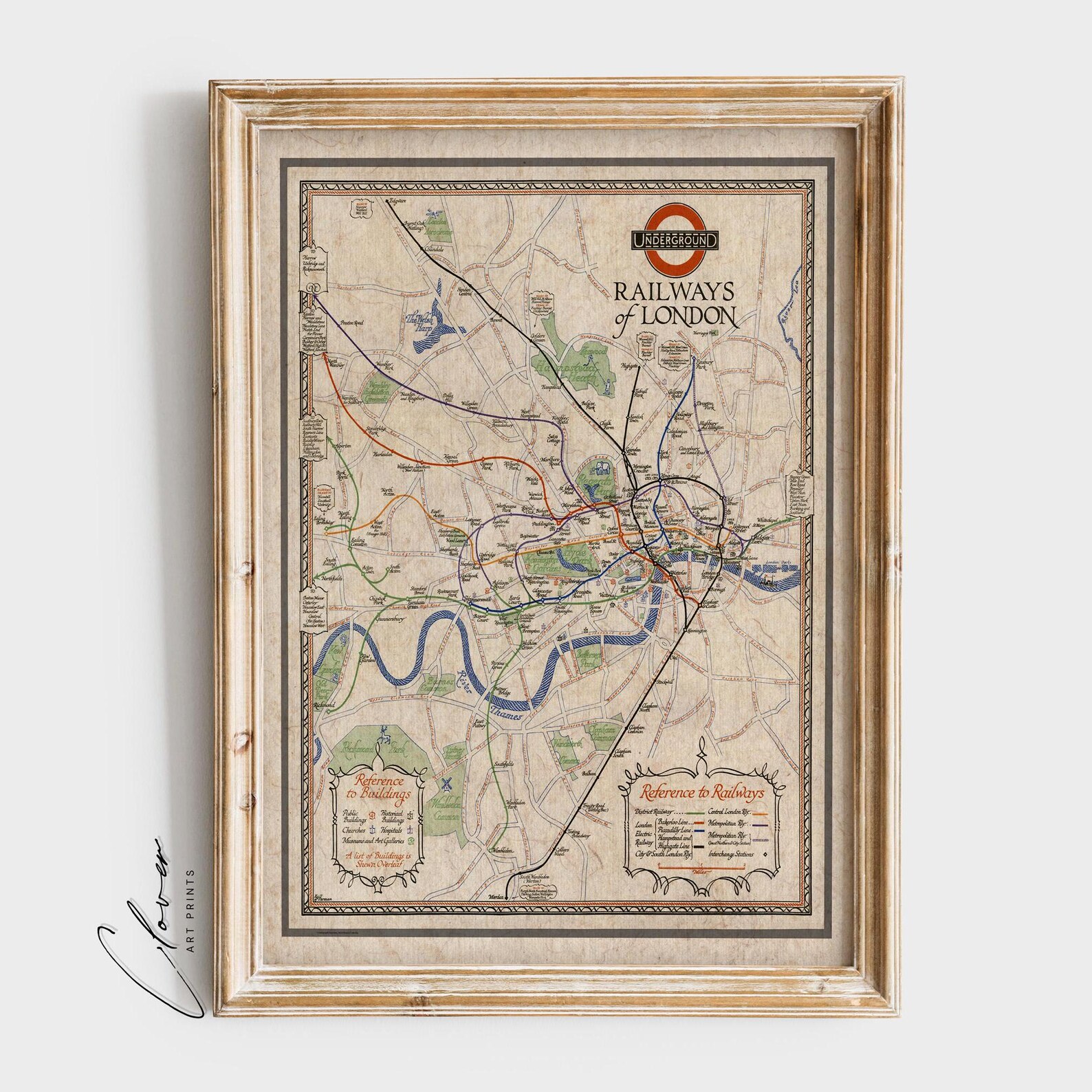Retro Underground Railways of London Map | Aesthetic City Map Wall ...