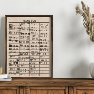 Vintage Library Card Print | Retro Book Due Date Card Digital Print ...