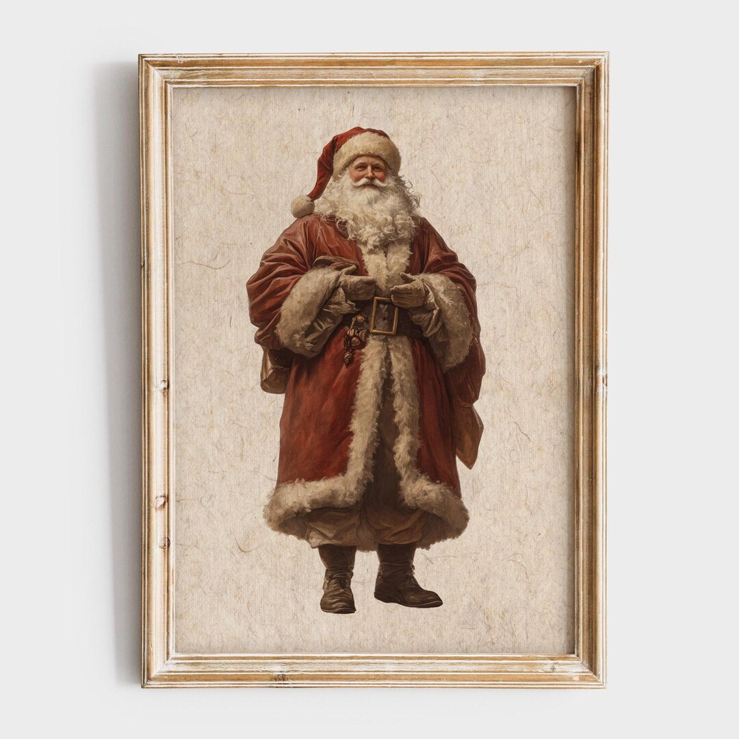 Vintage Santa Claus Print, Classic Christmas Decor, Traditional ...