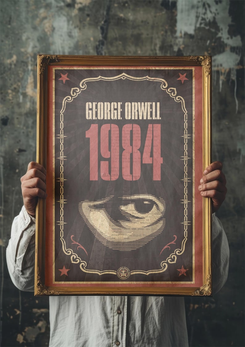 1984 Book Cover PHYSICAL Poster | George Orwell Dystopian Print ...
