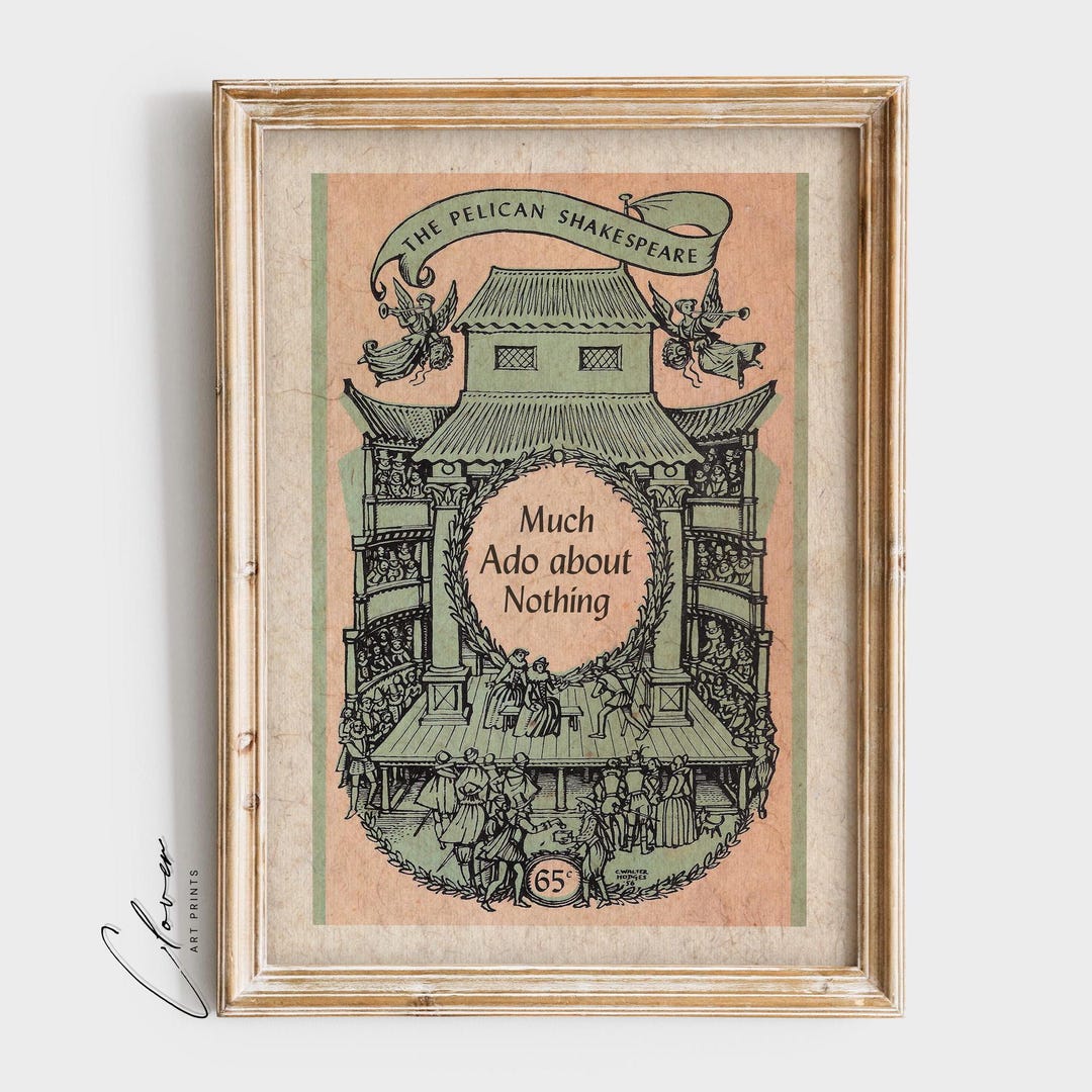 Much Ado About Nothing Vintage Book Art Print by William Shakespeare ...