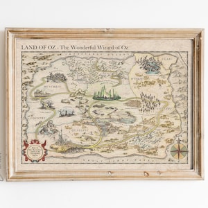 Land of Oz Map From the Wonderful Wizard of Oz Digital Printable | Antique Wall Decor for Book ...