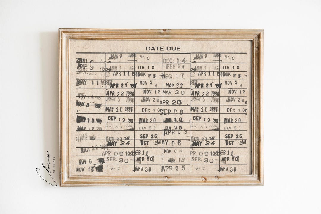 Antique Library Card Print | Retro Book Due Date Card Digital Print ...