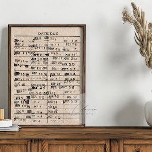Vintage Library Card Print | Retro Book Due Date Card Digital Print ...