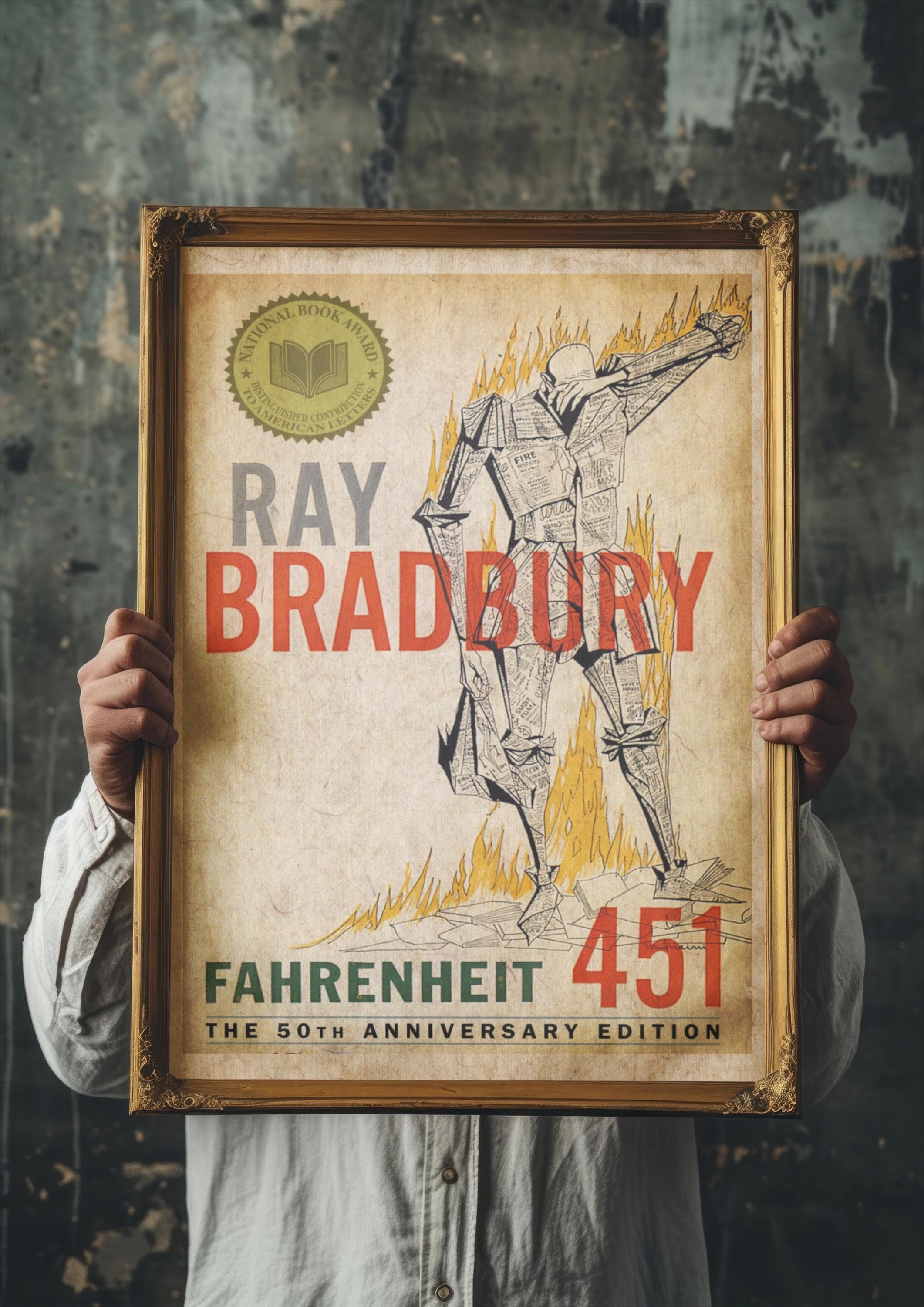 Fahrenheit 451 Ray Bradbury Book Poster - Retro Sci-fi Banned Book ...