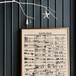 Vintage Library Card Print | Retro Book Due Date Card Digital Print ...