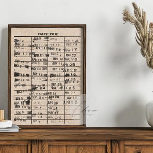 Vintage Library Due Date Wall Art PHYSICAL Poster, Library Decor ...