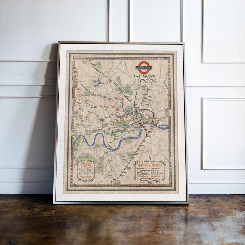 Retro Underground Railways of London Map | Aesthetic City Map Wall ...