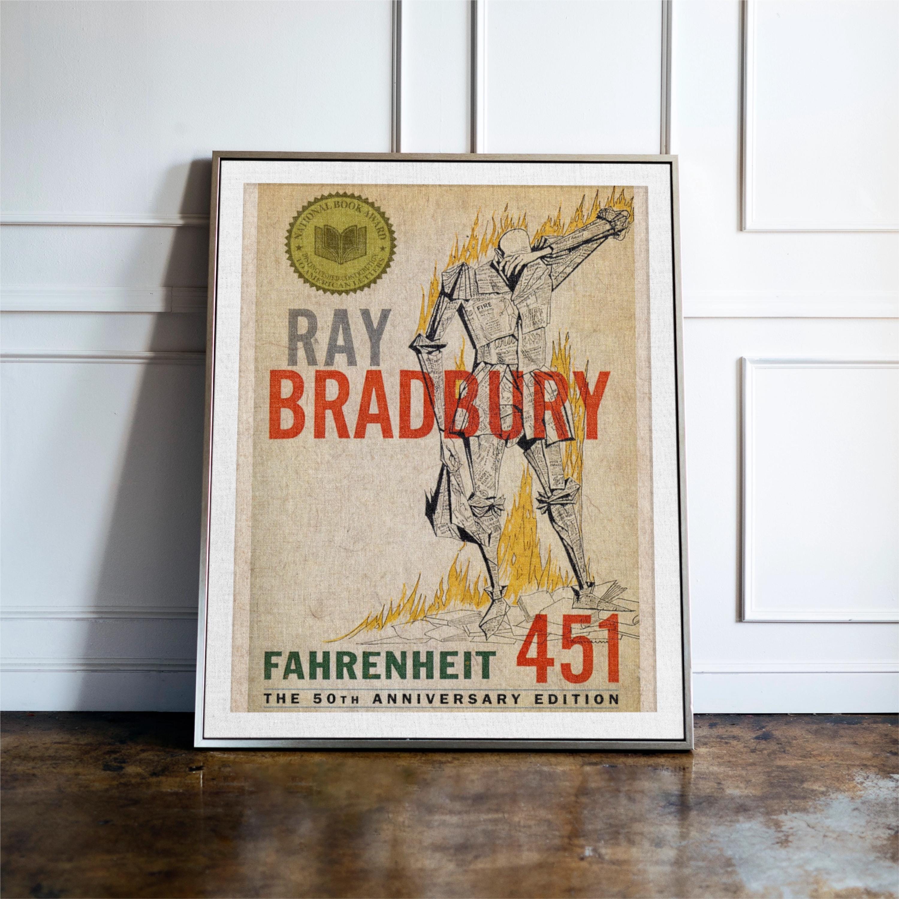 Fahrenheit 451 Ray Bradbury Book Poster - Retro Sci-fi Banned Book ...