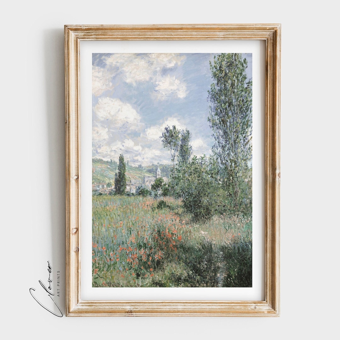Pintura de paisaje veraniego / Arte mural francés vintage / Impresión ...
