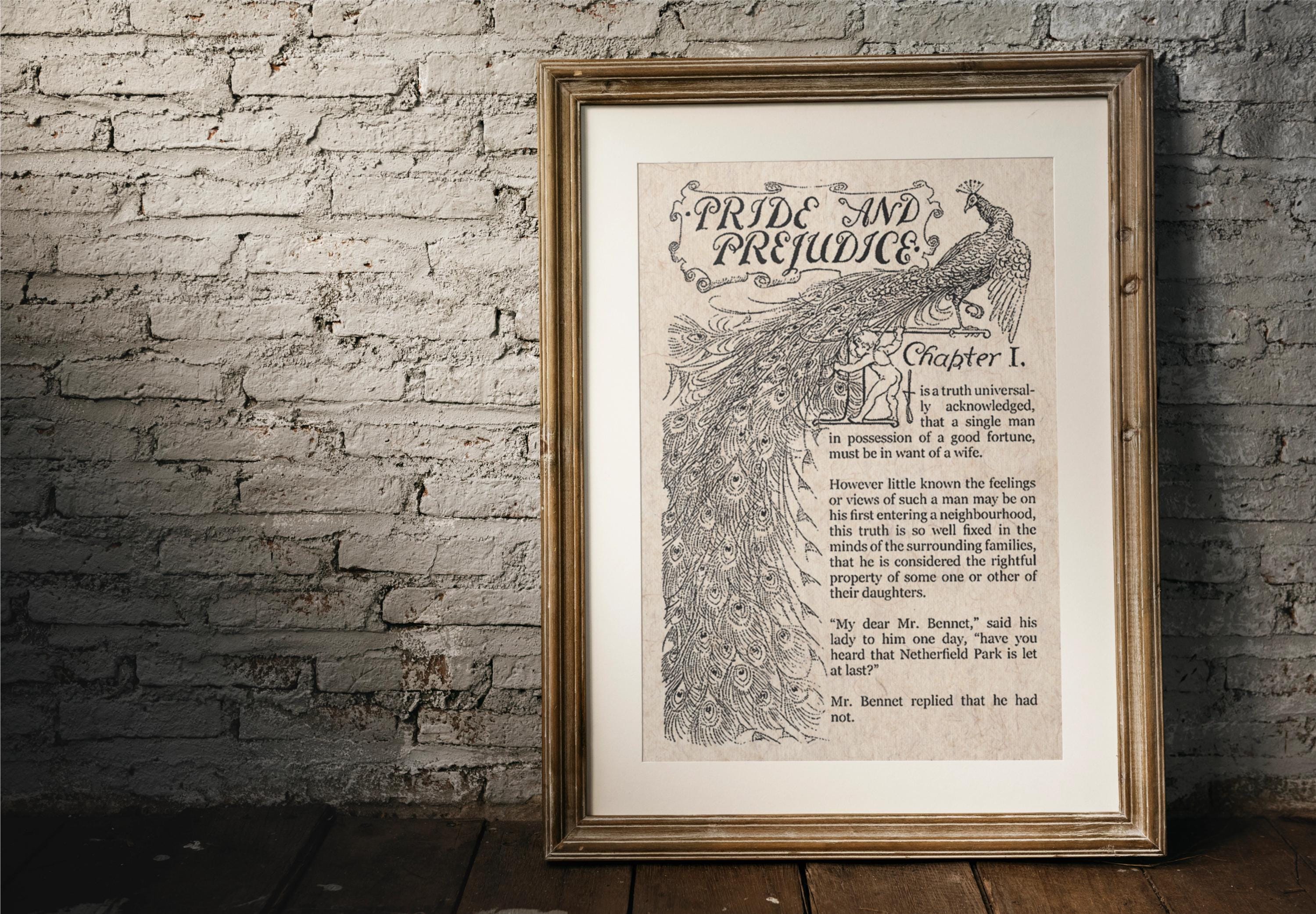 Vintage Pride and Prejudice First Page Print | Bookish Wall Art for ...