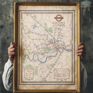 Retro Underground Railways of London Map | Aesthetic City Map Wall ...