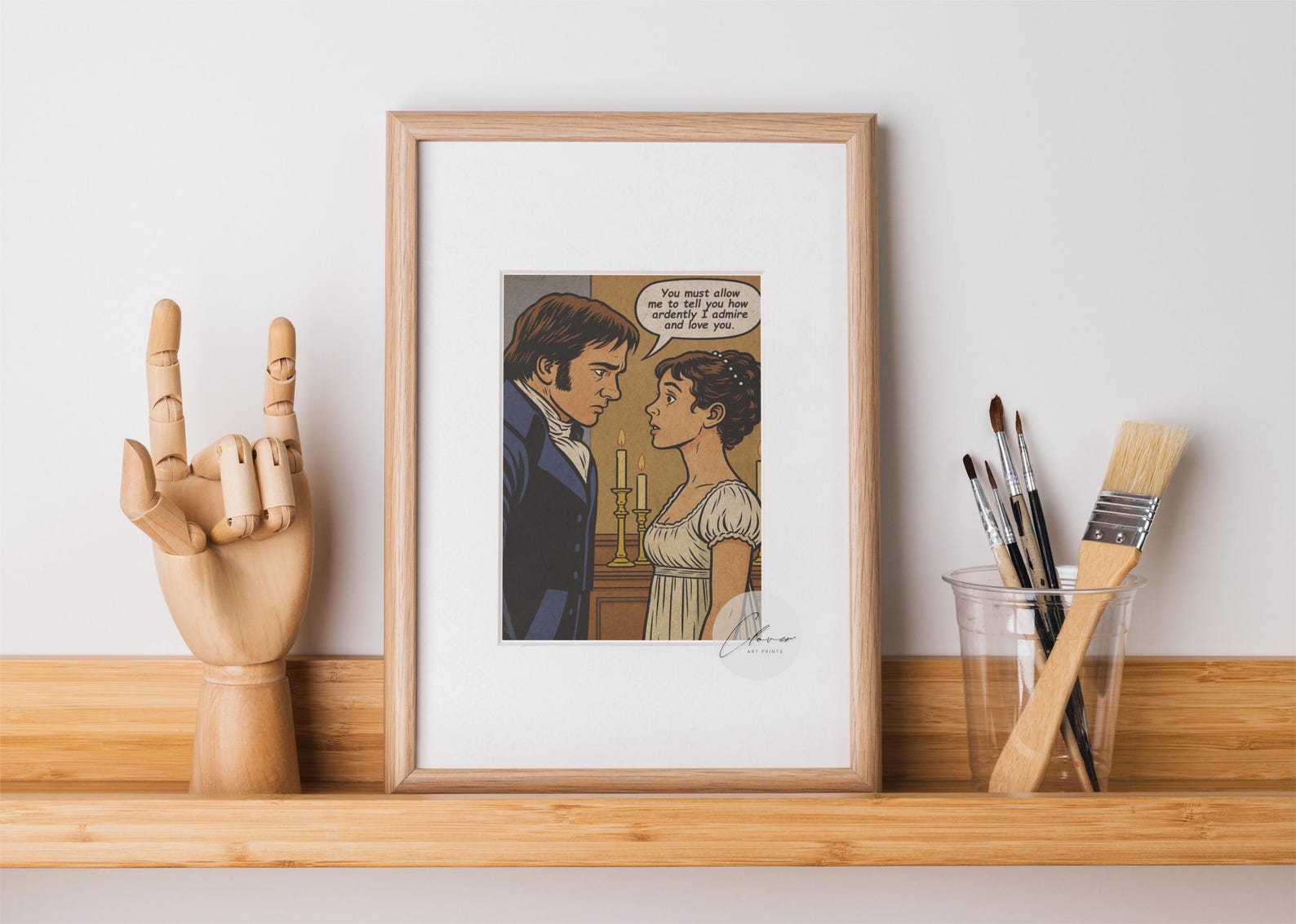 Mr. Darcy Love Confession Retro Comic Print – Pride and Prejudice Wall ...