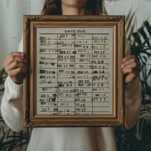 Vintage Library Card Print | Retro Book Due Date Card Digital Print ...