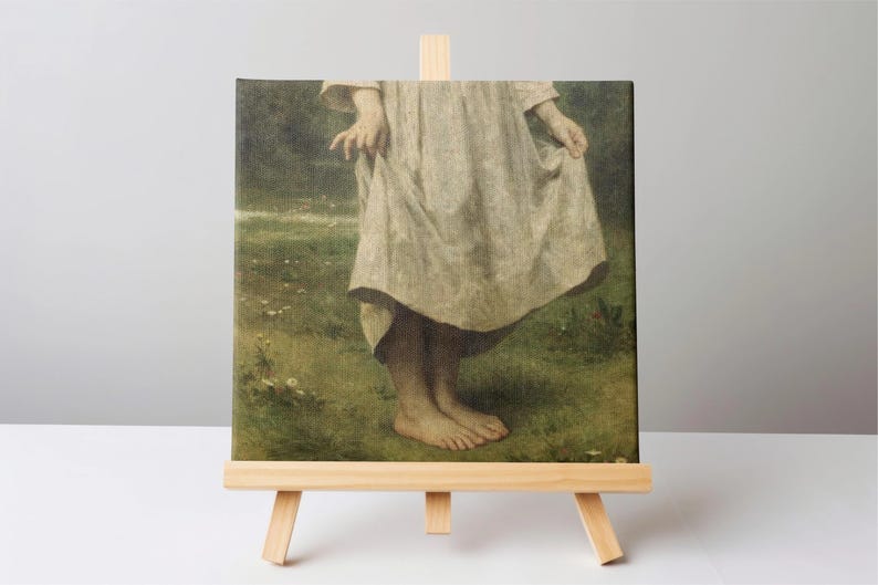 Barefoot Little Girl in White Dress Print - Vintage Feminine Wall Art ...